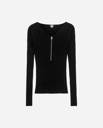 Arket Gerippter Pullover Mit Kurzem Rei&szlig;verschluss -Schwarz