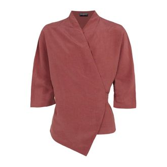 Cortana Mona- Leinen- und Seidenjacke Erdbeer- - - Blouses & Shirts - Damen - Rot - S