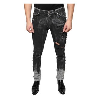 Dolce & Gabbana Schwarze verzierte Skinny-Denim-Jeans - - Jeans - Herren - Schwarzk - M