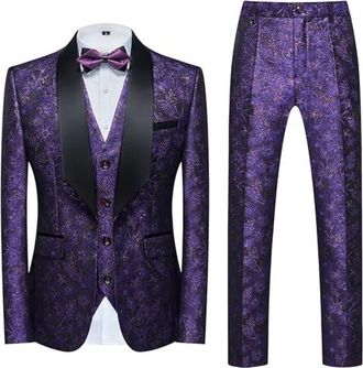 Generic Costume de smoking 3 pièces pour homme, coupe ajustée, blazer, gilet, pantalon, tenue formelle pour mariage, bal de fin dannée, retour à la maison, vi