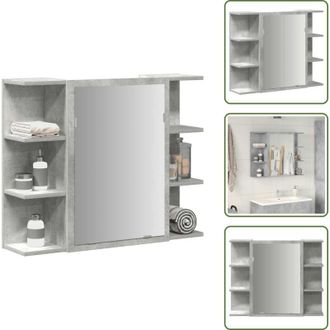 vidaXL The Living Store - vidaXL Bad-Spiegelschrank Betongrau 80x20,5x64 cm Holzwerkstoff