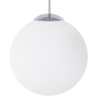 Beliani Lampe Suspension Boule 27 cm en Verre Blanc E27 40W Design Intemporel et Universel pour Int&eacute;rieurs Modernes Scandinaves et Vintage Beliani