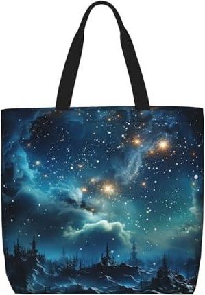 Generic &Eacute;toiles Dans Le Ciel Nocturne Sac Courses R&eacute;utilisable Sacs De Courses D&eacute;contract&eacute; Sac Fourre Tout Pour Travail Shopping Voyage
