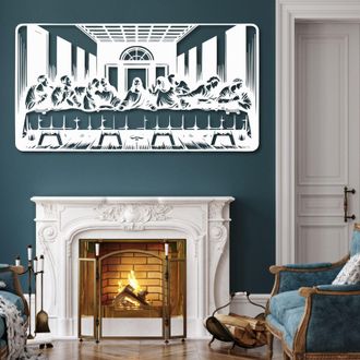 Generic Moderne minimalistische Wanddekoration aus Metall: Das letzte Abendmahl Jesu, Kunstwerk von Leonardo da Vinci, Wanddekoration Das letzte Abendmahl, re