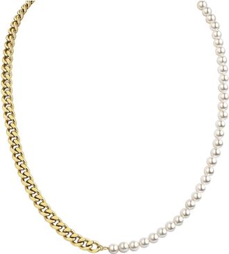 Zeeme Stainless Steel Collier Edelstahl/PVD gelb Perlen