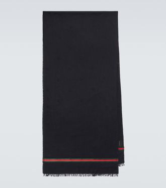 Gucci Schal Web Stripe aus Wolle und Seide