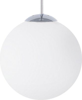 Beliani Lampe Suspension Boule 27 cm en Verre Blanc E27 40W Design Intemporel et Universel pour Int&eacute;rieurs Modernes Scandinaves et Vintage Beliani