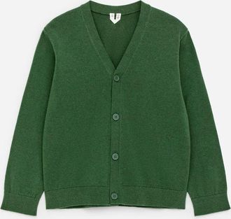 Arket Strickjacke Aus Baumwolle Und Wolle -Gr&uuml;n