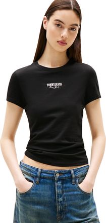 Tommy Jeans Damen Tjw Slim Essential Logo2 Tee EXT Dw0dw20913 S/S T-Shirt, Black (Black), XS EU