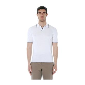 Gran Sasso Polo mit Kragen und zweifarbigen Profilen - - Tops - Herren - Wei&szlig; - M