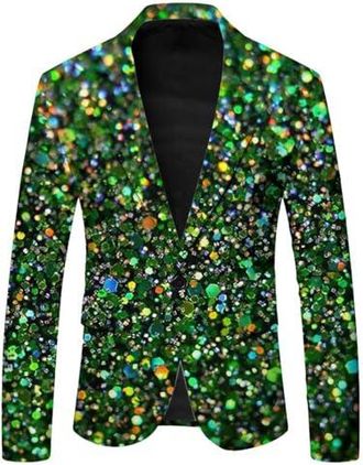 Generic Veste pour homme - Aspect paillettes - Impression &agrave; paillettes - Coupe ajust&eacute;e - Costume de f&ecirc;te disco - Pour carnaval, mariage et sc&egrave;ne (pas de v&eacute;rit