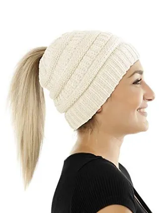 Balinco Bonnet tricot&eacute; Femme & Fille avec Torsade - Bonnet dhiver tricot&eacute; (5a) (Blanc)