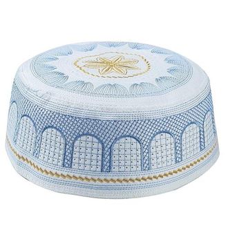 Generic Bonnet en fourrure pour femme - Hiver musulman - En coton brod&eacute; - Chapeau plat pour homme, bleu, XL
