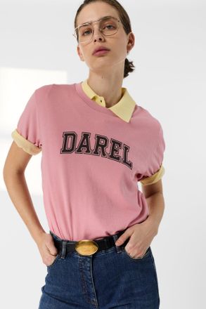 Gerard Darel T-shirt en coton &agrave; inscription - MELLY - Rose clair