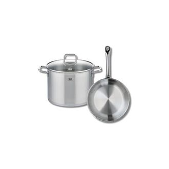 Fackelmann ELO 9692650 Batterie de cuisine 2 pi&egrave;ces, Ensemble de 1 Po&ecirc;le de cuisson 24 cm et 1 faitout 26 cm Elo Profi Citrin, inox, induction