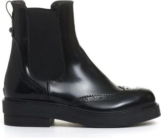 Strategia Stiefel - Black Leather Ankle Boots with Brogue Detailing - Gr. 36,5 (EU) - in Schwarz - für Damen