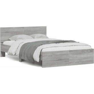 vidaXL Vidaxl - Cadre de lit avec t&ecirc;te de lit et led sonoma gris 135x190 cm