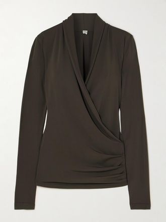 Toteme Haut Effet Cache-coeur En Jersey Stretch &Agrave; Drap&eacute; - Marron