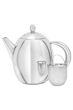 Novel Teekanne, Edelstahl, Metall, Uni, 0,99 L,990 ml, Lfgb, Ausgie&szlig;er, Filtereinsatz, Kaffee & Tee, Kannen, Teekannen