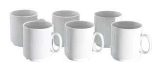 Van Well Van well lot de 6 verres &agrave; caf&eacute; en porcelaine professionnelle de 280 ml blanc empilable