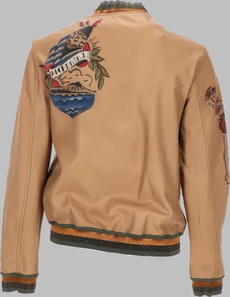 Mr & Mrs Italy Leather Jacket - Beige