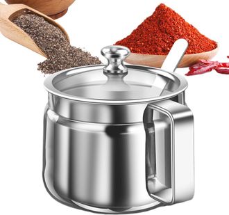 Generic Ghee Aufbewahrungsbeh&auml;lter,500ml Edelstahl Aufbewahrungsdose,Aufbewahrungsbeh&auml;lter f&uuml;r &Ouml;l mit Deckel und L&ouml;ffel - F&uuml;r die Aufbewahrung in der K&uuml;che vo