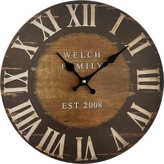 Mobili Rebecca Große Wanduhr für Wohnzimmer, Wohnzimmeruhr aus Holz, MDF, Braun Schwarz, rund, Industrial Design Maße: H 33,8 cm x B 33,8 cm x T 4 cm - Art. RE6152