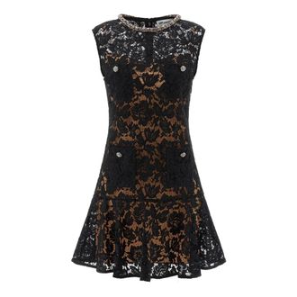 Self Portrait Femme, Robes, Noir, Taille: 36 FR Lace Crystal Mini Dress