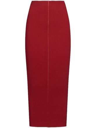 Marni jupe crayon en maille nervur&eacute;e - Rouge