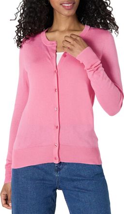 Amazon Essentials Damen Leichte Rundhalsstrickjacke (Erhältlich In Übergröße), Rosa, XXL