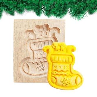 Generic Moules &agrave; biscuits en bois | Sapin de No&euml;l, P&egrave;re No&euml;l, bonhomme de neige, moules de No&euml;l 3D amusants, pour f&ecirc;te de vacances, sabl&eacute;s, g&acirc;teaux, desserts,