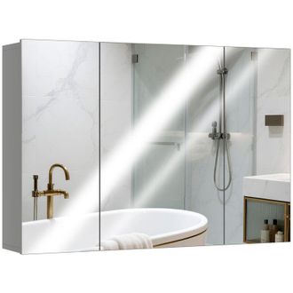Kleankin Armoire &agrave; miroir - MDF - 90x15x60cm - Gris