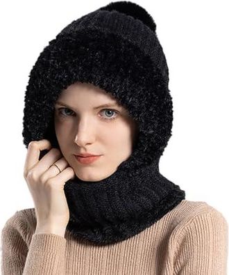 Generic Bonnet avec &eacute;charpe - Cordon de serrage - Protection des oreilles | Masque cache-cou pour lhiver - Pour temps chaud et froid, aventure, d&eacute;placement, r