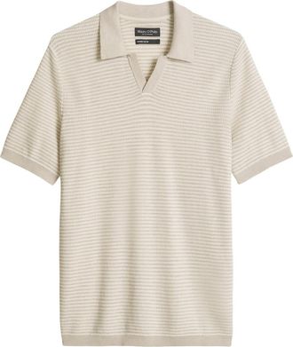 Marc O'Polo Strick-Poloshirts mit Streifenmuster und Variokragen, Relaxed Fit in