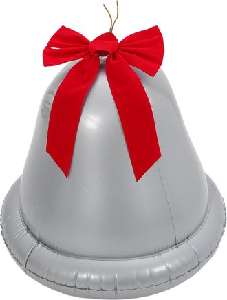 Artibetter Aufblasbare Weihnachtsglocke mit Schleife Riesiges Gl&ouml;ckchenornament aus Robustem Material Silberfarbene Outdoor Deko f&uuml;r Garten Veranda und Hof