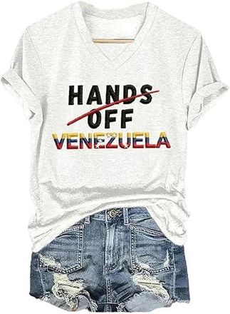 Generic T-shirt imprim&eacute; Mains Off Venezuela pour femmes Chemises de protestation pour femmes, blanc, 3XL