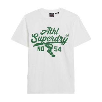 Superdry Wei&szlig;es Track&Field T-Shirt mit gr&uuml;nem Druck - - Tops - Herren - Wei&szlig; - L
