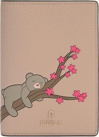 Furla Camelia Reisepasshalter S Toni Cotone Mehrfarbig Genarbtes Eracle Kalbsleder Mit Orso Primavera Print Damen