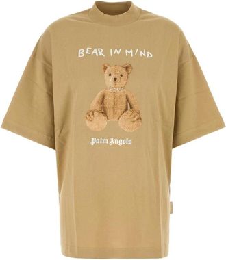 Palm Angels Femme, Tops, Beige, Taille: 38 FR T-Shirt Oversize Beige en Coton