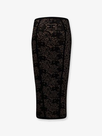 Elisabetta Franchi Womens Embroidered Knitted Skirt Black Viscose