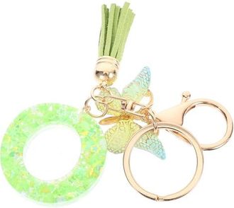 Supvox Porte-cl&eacute;s Initial O en R&eacute;sine &Eacute;poxy Verte avec Pendentif Alphabet &Eacute;toiles et Lunes, Accessoire Paquet &agrave; Dos et Paquet &agrave; Main pour Femmes, Breloque Po