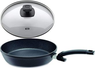 FISSLER Adamant Comfort, Aluminium-Pfanne mit Deckel (Ø 20 cm), beschichtete Brat-Pfanne, antihaftend, Kratzfest, alle Herdarten, Induktion + Gratis 4er Set E