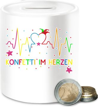 Shirtracer Spardose - & Fasching - Spardosen - Konfetti im Herzen Herzschlag I K&ouml;ln Karneval - Unisize - Wei&szlig; - babyparty Faschings Regenbogenfarben Karnevals Ve