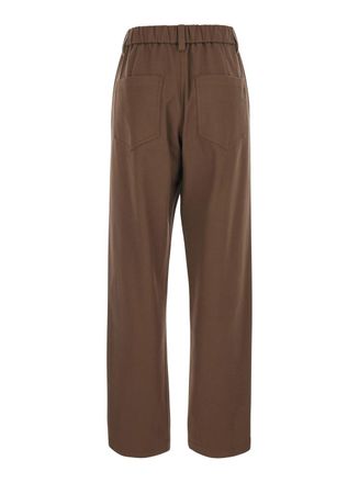 Brunello Cucinelli Monile-Embroidered Stretch Cotton Trousers - Brown