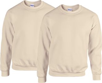 Gildan 2er Herren Sweatshirt Heavy Blend Sweat M L XL 2XL 3XL 4XL 5XL in verschiedenen Farbsets & HLKauf-Block (2X Sand & 1x HLKauf-Block, XL)