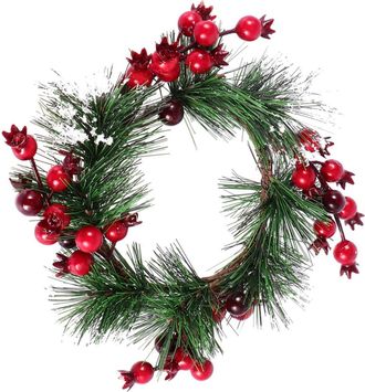 BESPORTBLE Weihnachten Schneebedeckten Granatapfel Kerzenringe Teelicht Kerzenhalter Kleine Stechpalme Beerenkr&auml;nze f&uuml;r Hochzeit Vitrine Wand Fensterdekoration R