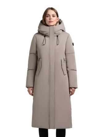 Khujo Damen Wintermantel warmer Parka mit hohem Kragen und gro&szlig;er Kapuze Luggs Greige Gr. XXL