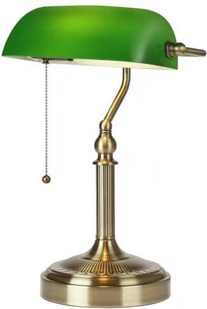 Newrays Lampe de bureau des banquiers en verre vert avec filet de cha&icirc;ne de traction de fiche pour le bureau &agrave; domicile