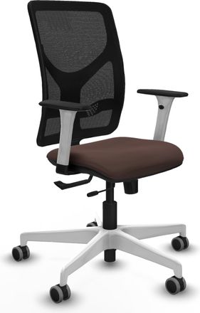 Piqueras y Crespo Stuhl aus Netzstoff mit wei&szlig;en und schwarzen Armlehnen, h&ouml;henverstellbare Lendenwirbelst&uuml;tze, ausgestattet mit Syncro/Traslack und Schneideschaum, Sch