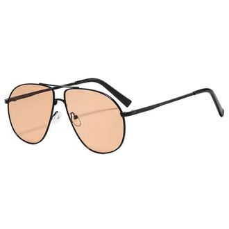 Generic Lunettes De Soleil En M&eacute;tal &Agrave; Grande Monture For Hommes Et Femmes, For Les Vacances Plein Air, UV400(Brown)